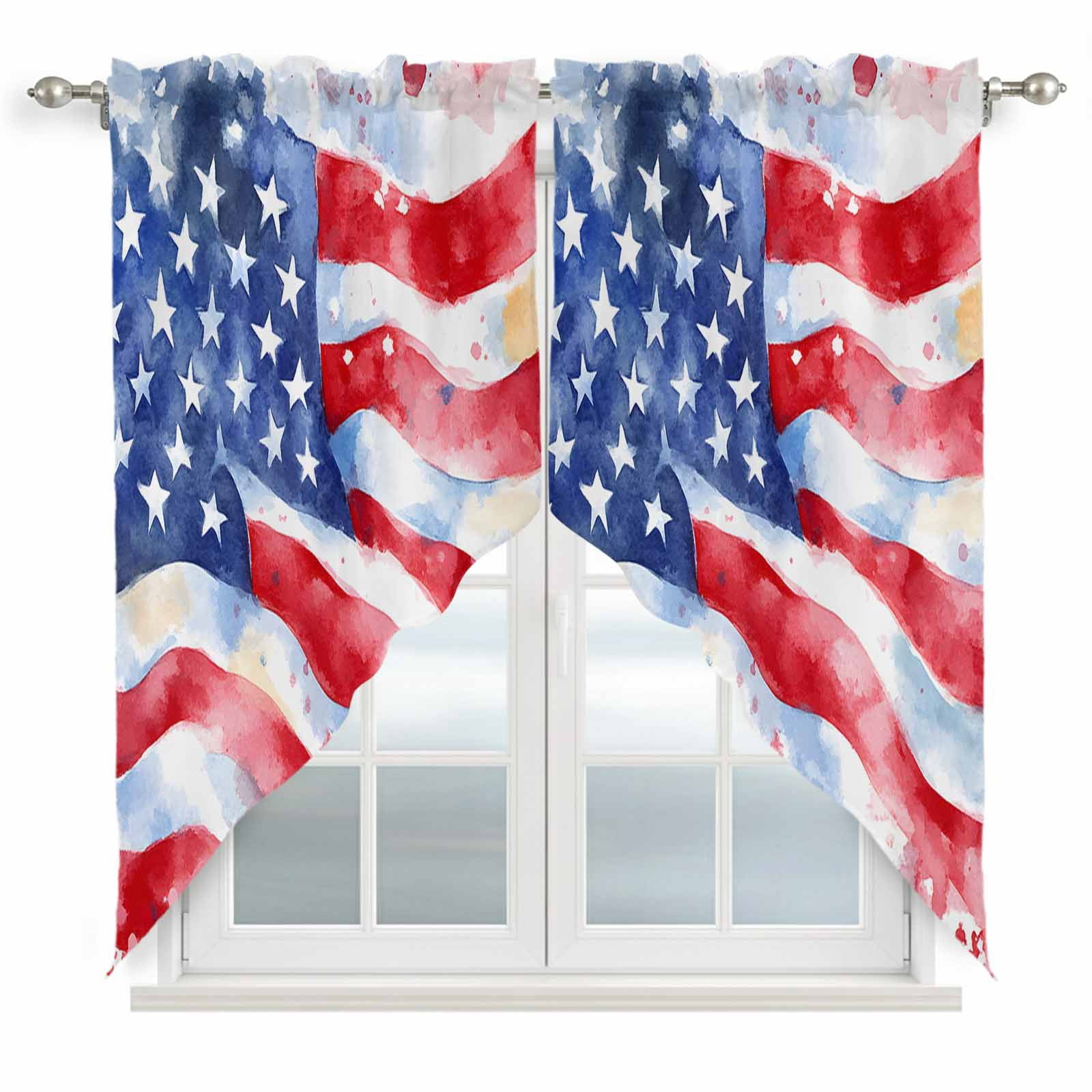 Swag Valance Curtains for Windows, American Flag Light Filtering ...