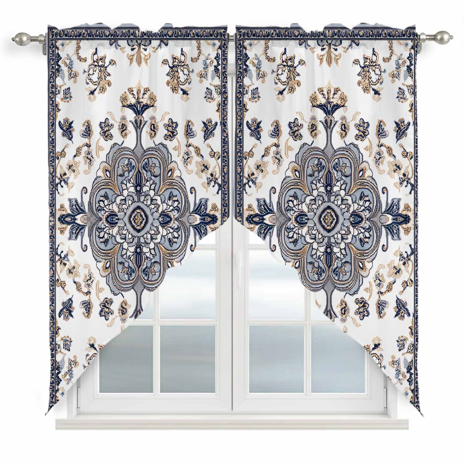 Swag Valance Curtains for Windows, Retro Boho Light Filtering Kitchen ...