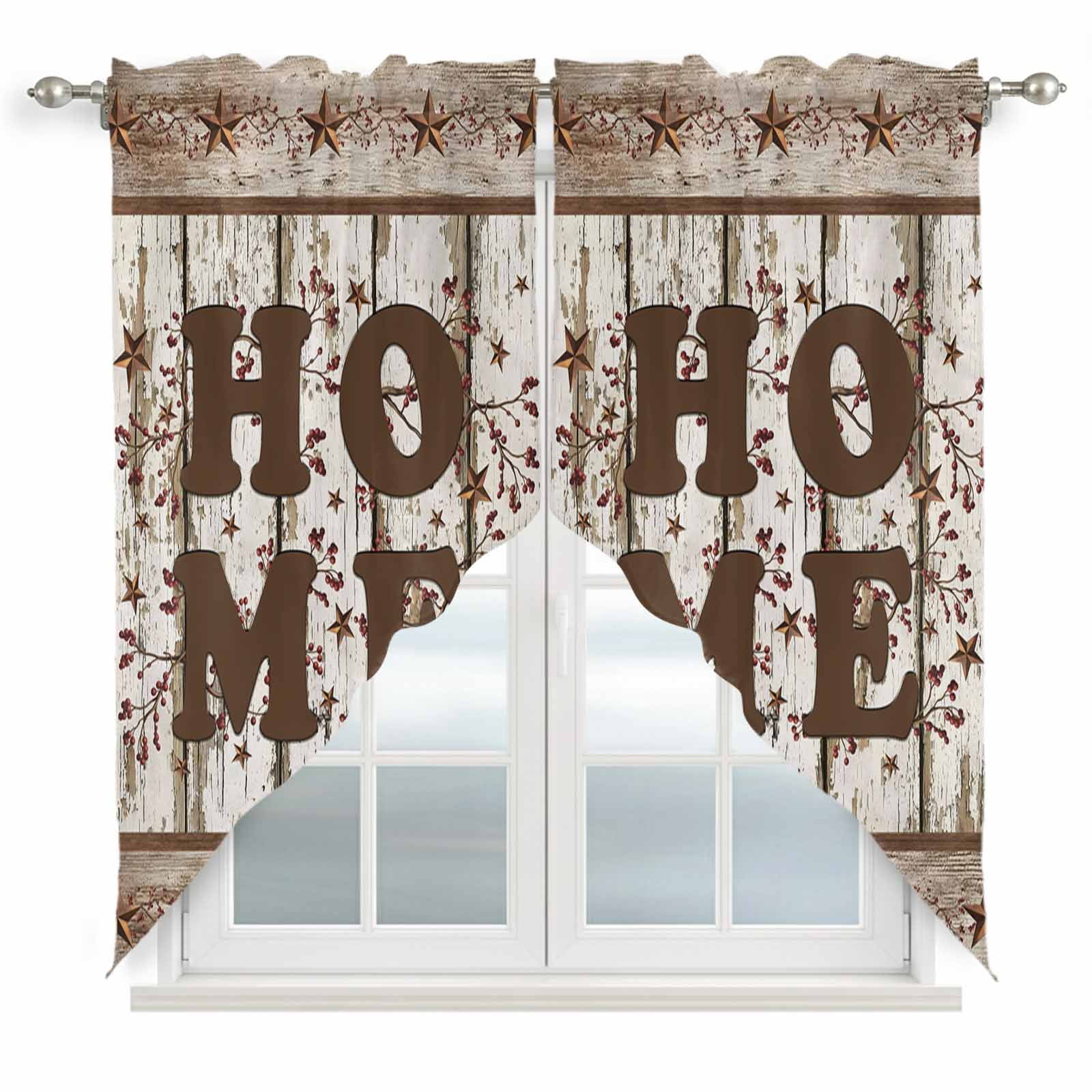 Swag Valance Curtains for Windows, Retro Farmhouse Light Filtering ...