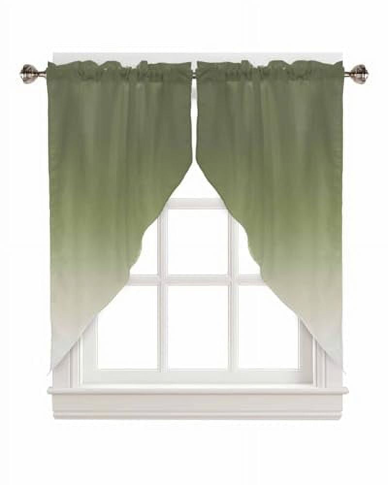 Swag Valances for Windows Ombre Teal Rod Pocket Kitchen Window Curtains ...