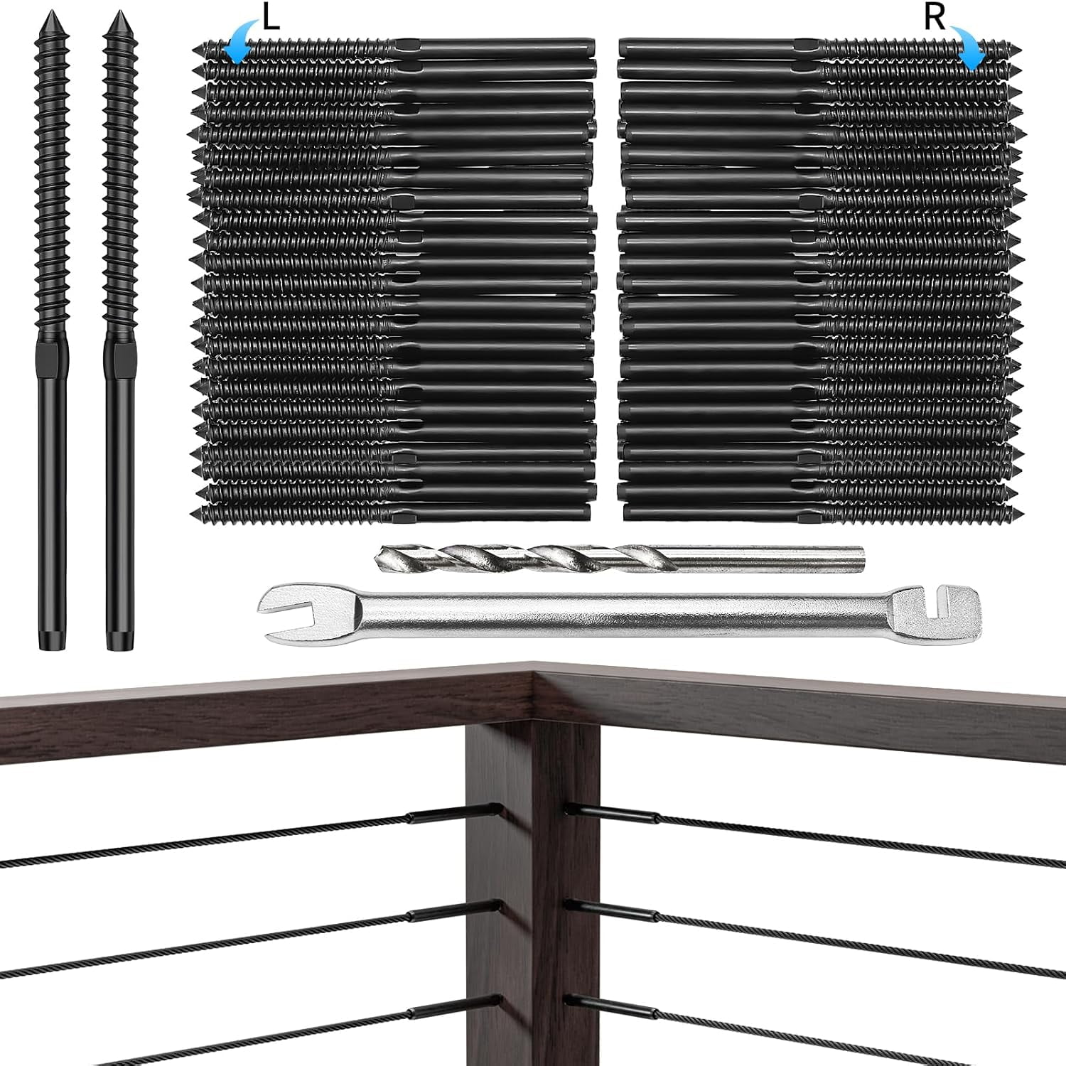 Swage Lag Screws for Cable Railing - 100 Pack Black T316 Stainless ...