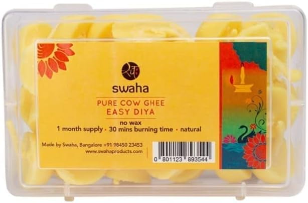 Swaha Easy Diya ghee Wicks/Diya batti with, 30 Pieces, 30 min Burning ...