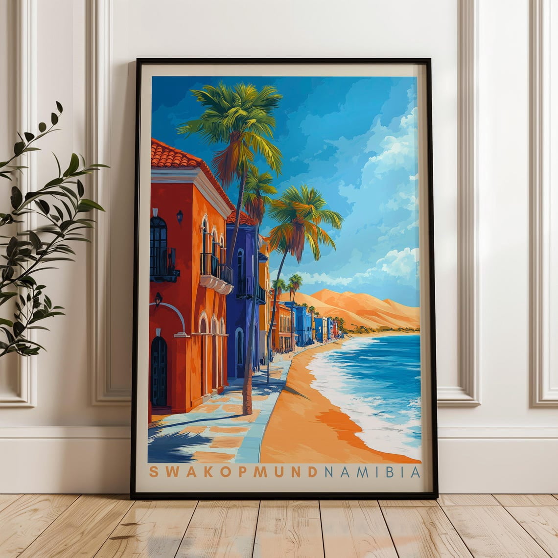 Swakopmund Travel Print - Namibia Wall Art Poster, Africa Illustration ...