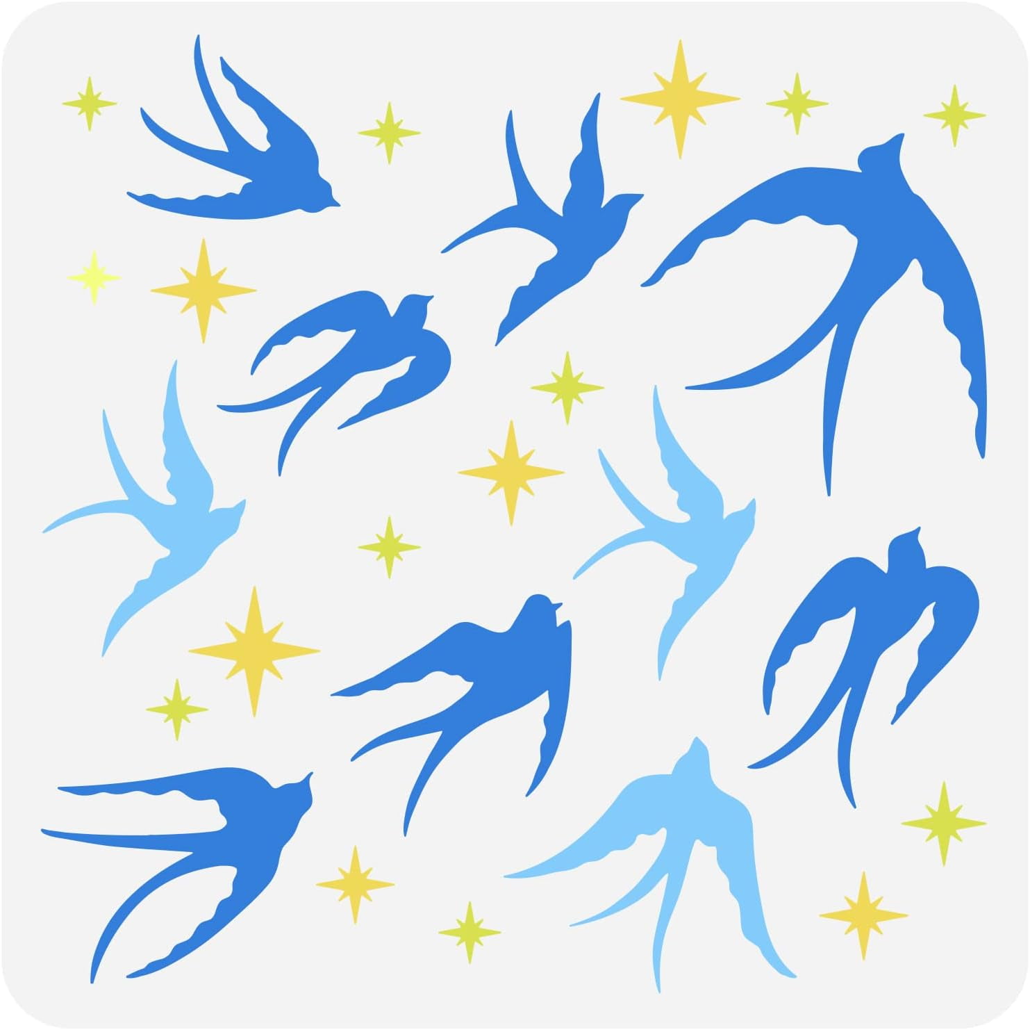 Swallow Bird Stencil 11.8x11.8 inch Plastic PET Stars Painting Stencil ...