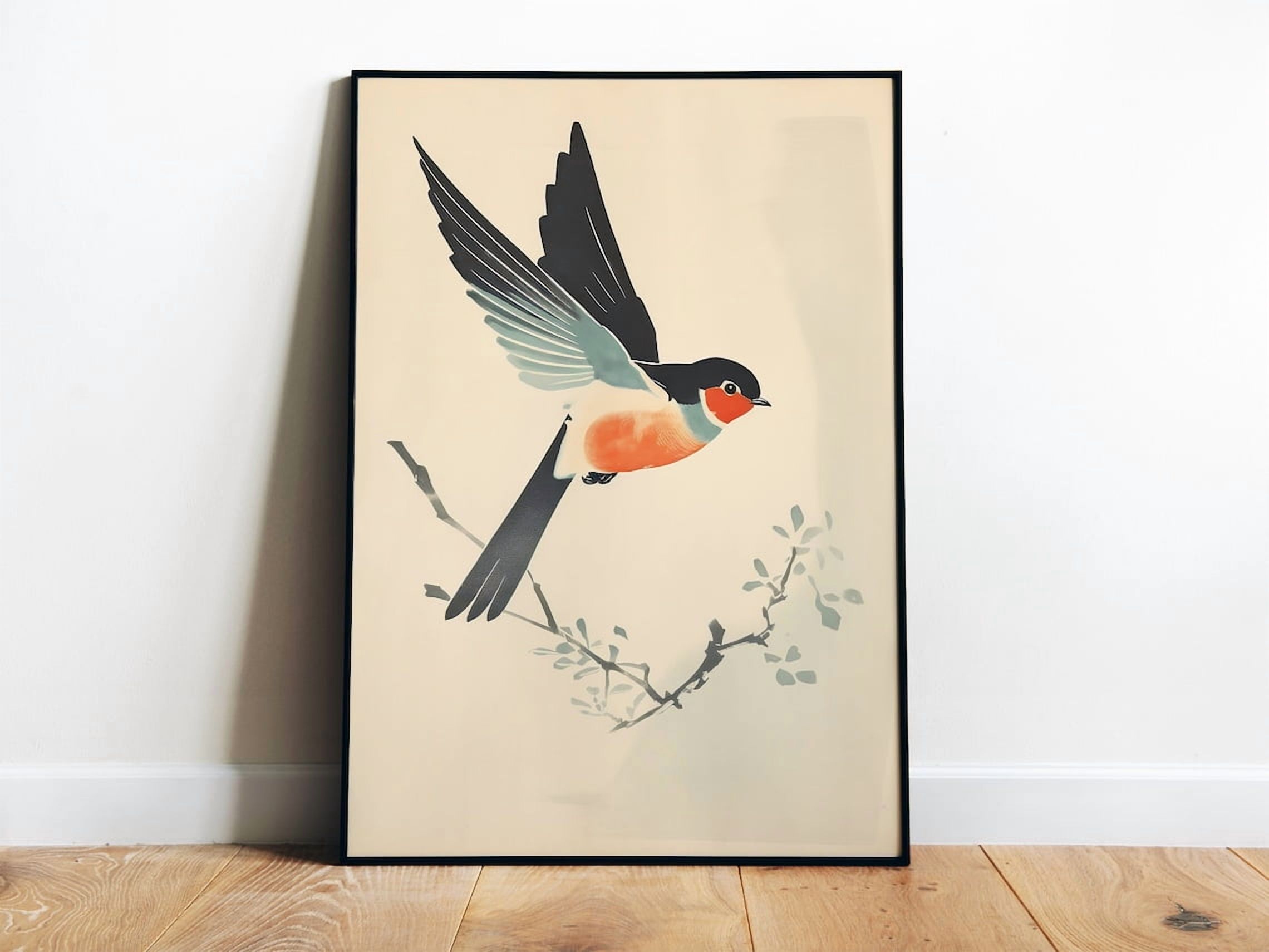 Swallow Print Retro Prints Swallow Poster Neutral Swallow Wall Art Bird ...