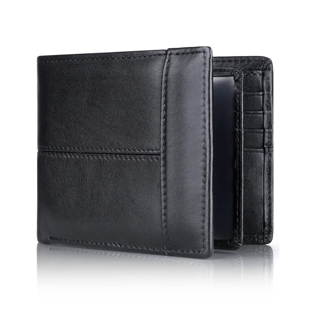 Swallowmall Mens Wallet RFID Genuine Leather Bifold Wallets For Men, ID ...