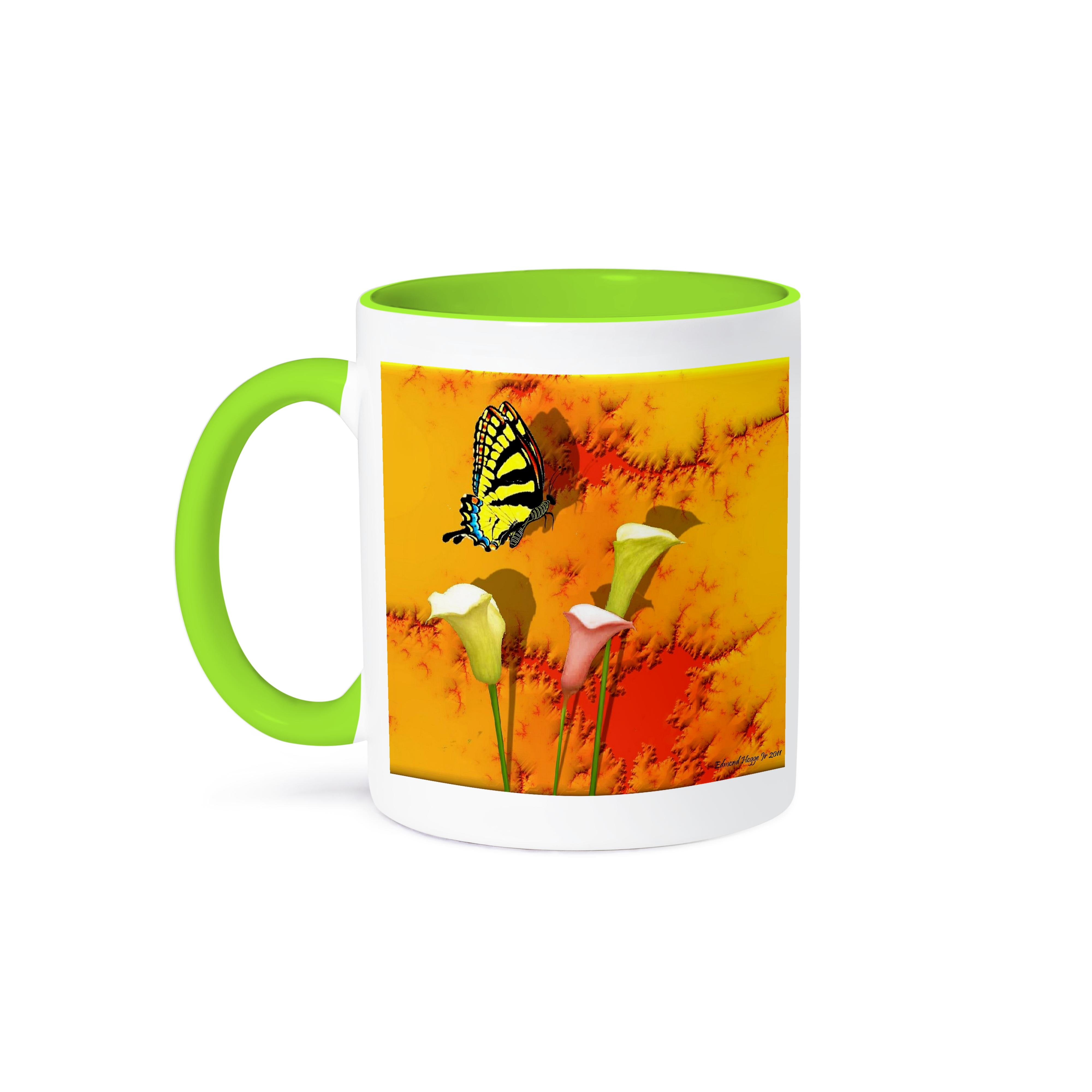 Swallowtails And Calla Lilies, 11oz Two-Tone Green Mug - Walmart.com