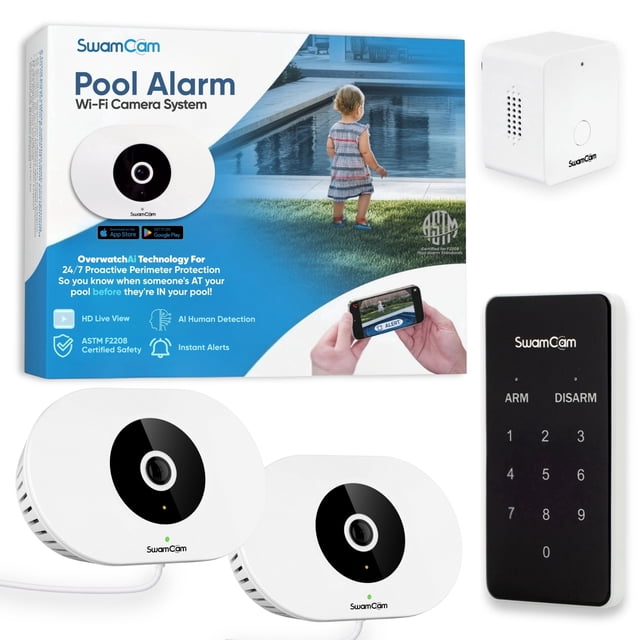 SwamCam Pool Alarm Dual Wi-Fi Camera System ASTM F2208 Certified, for ...