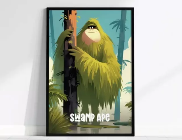 Swamp Ape - Cute Cryptids Series Bigfoot Kids Room Poster NO FRAMED ...