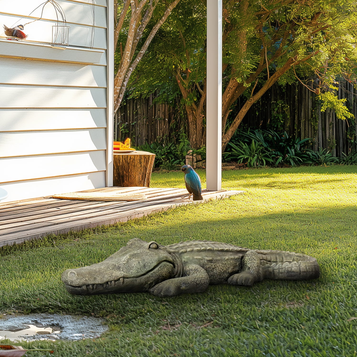 Swamp Beast Lawn Crocodile Outdoor Garden Statue, 42 Inches Long ...