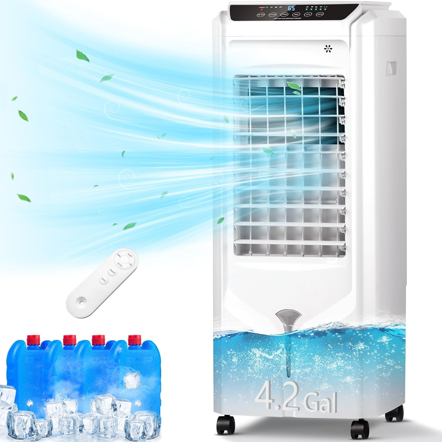 Swamp Cooler,1800CFM Evaporative Air Cooler with 4.2 Gal,32" Windowless ...