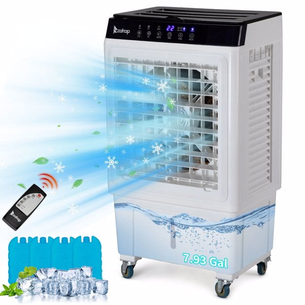 Swamp Cooler, 2353CFM Portable Evaporative Cooler With 7.9 Gal Large ...