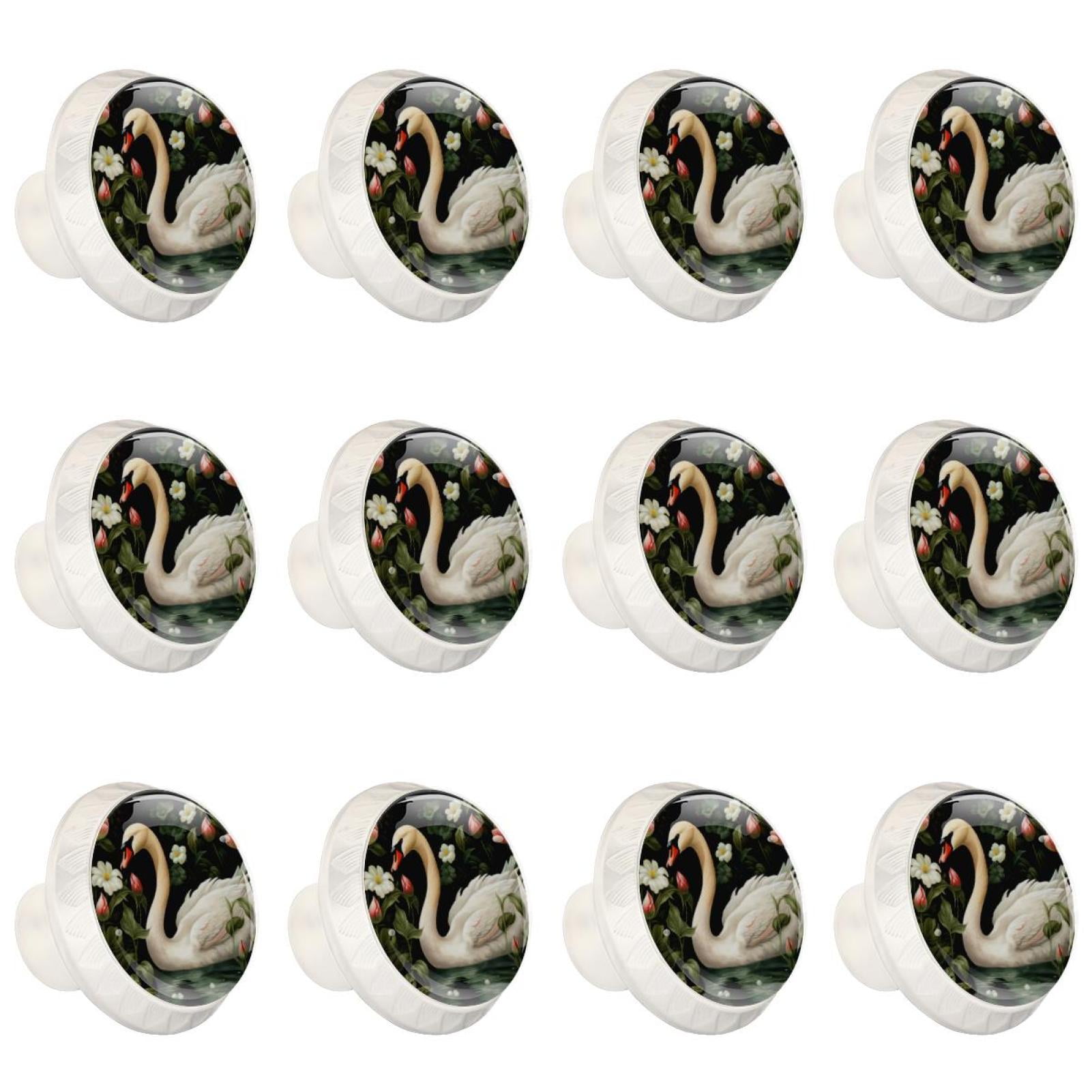 Swan 12 Pcs White Round Drawer Pulls with Screws,ABS and Glass Cabinet ...