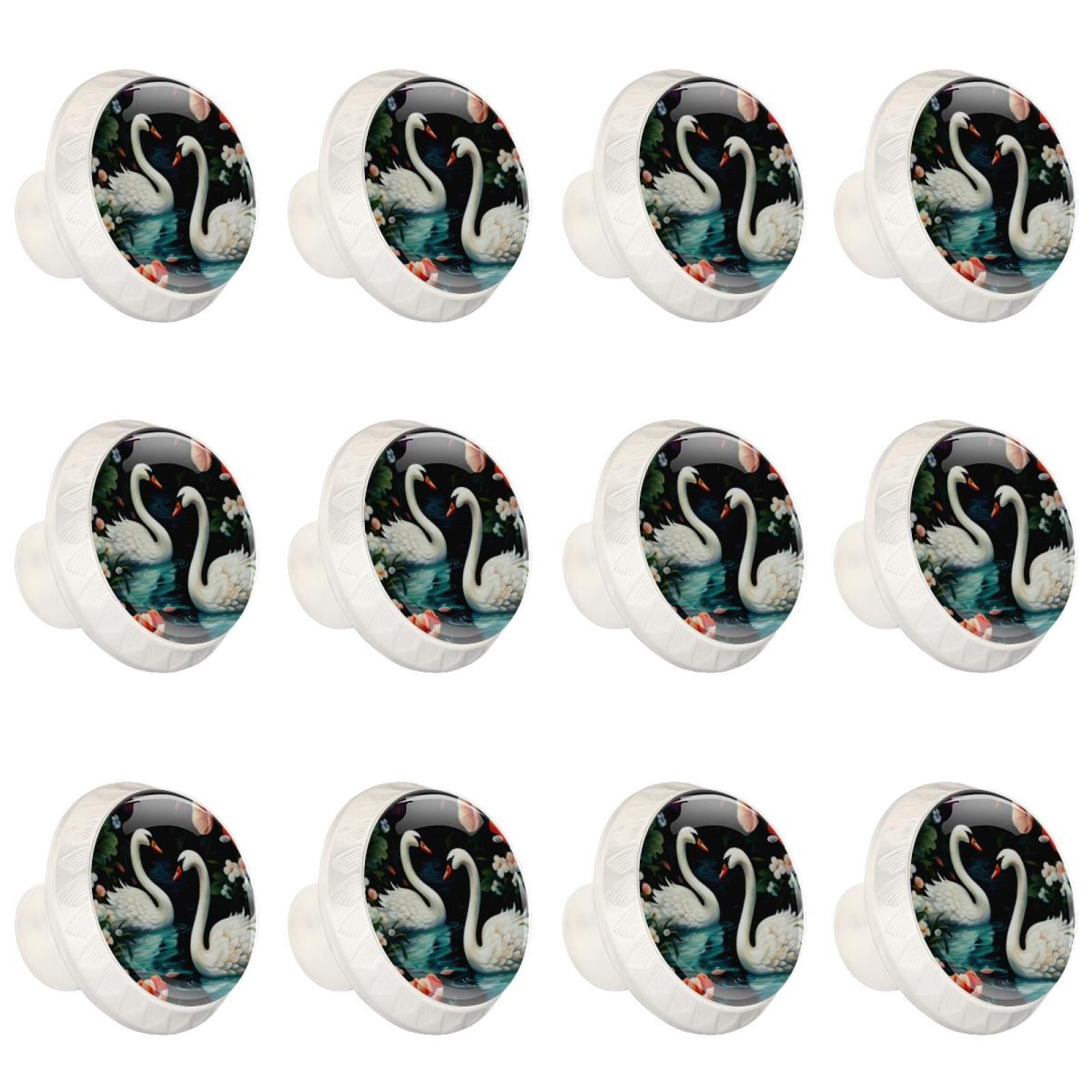 Swan 12 Pcs White Round Drawer Pulls with Screws,ABS and Glass Cabinet ...