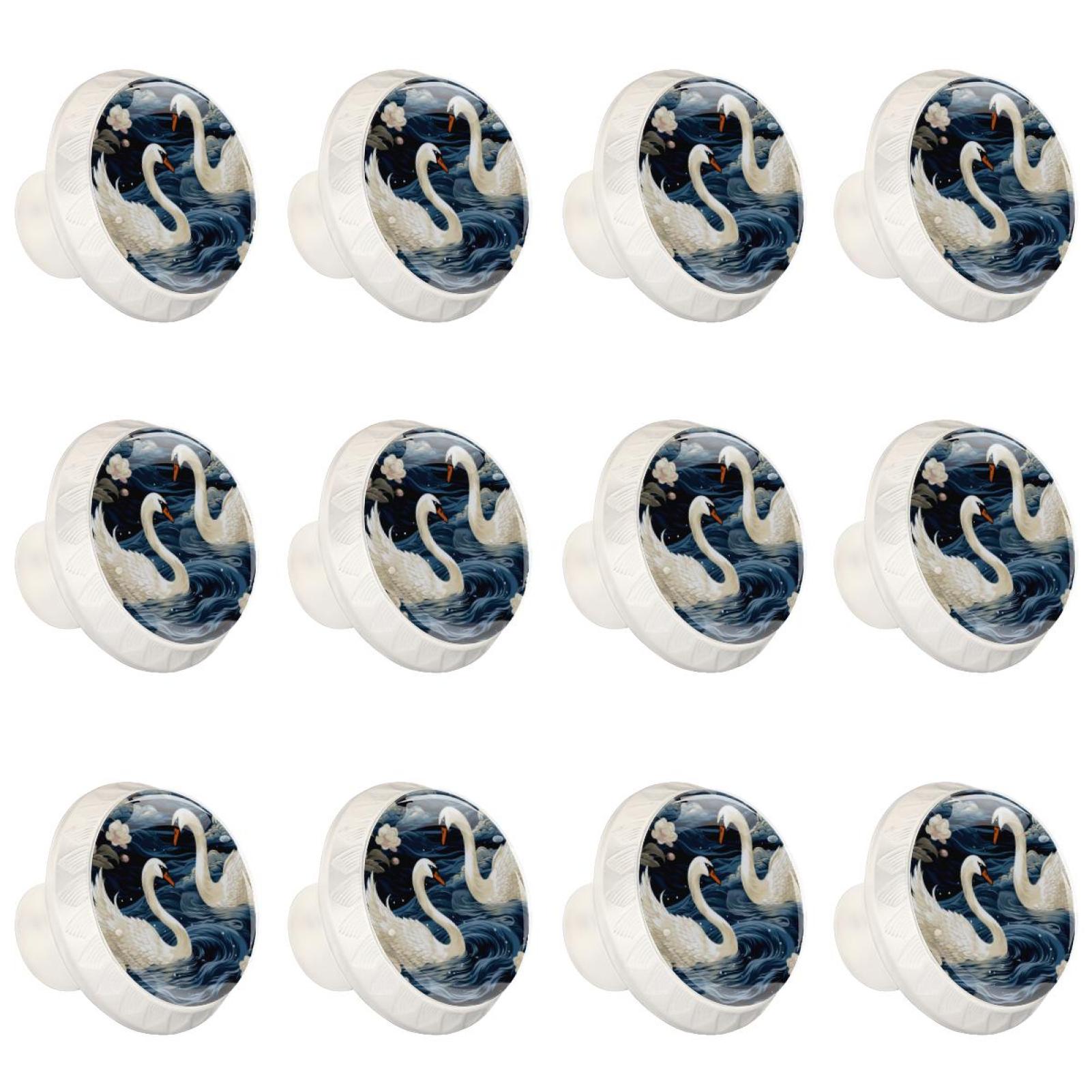 Swan 12 Pcs White Round Drawer Pulls with Screws,ABS and Glass Cabinet ...