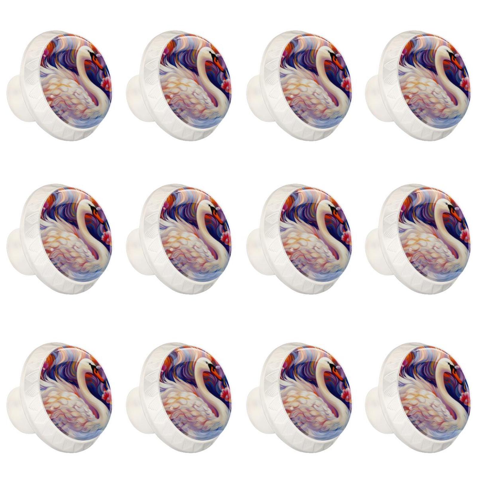 Swan 12 Pcs White Round Drawer Pulls with Screws,ABS and Glass Cabinet ...