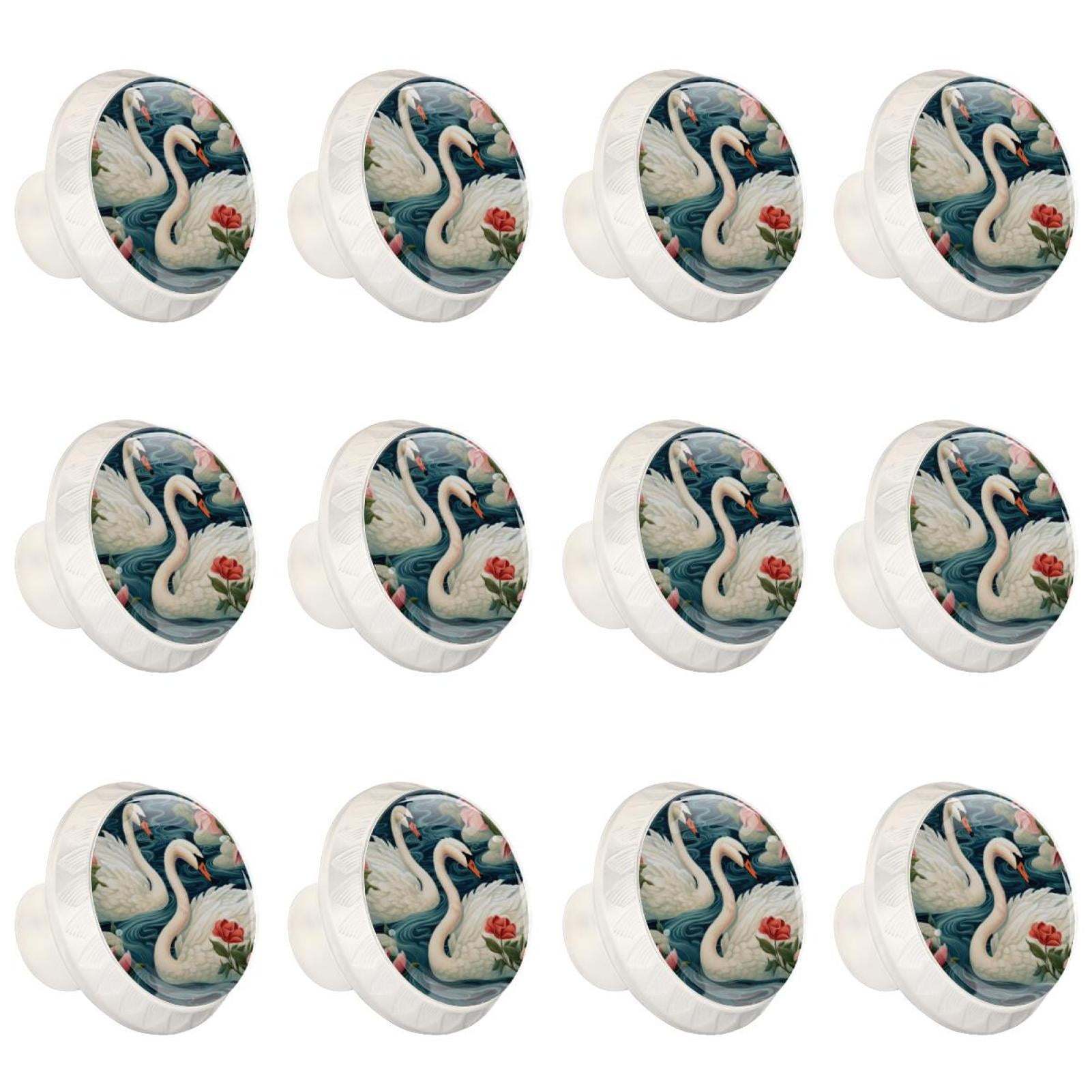 Swan 12 Pcs White Round Drawer Pulls with Screws,ABS and Glass Cabinet ...