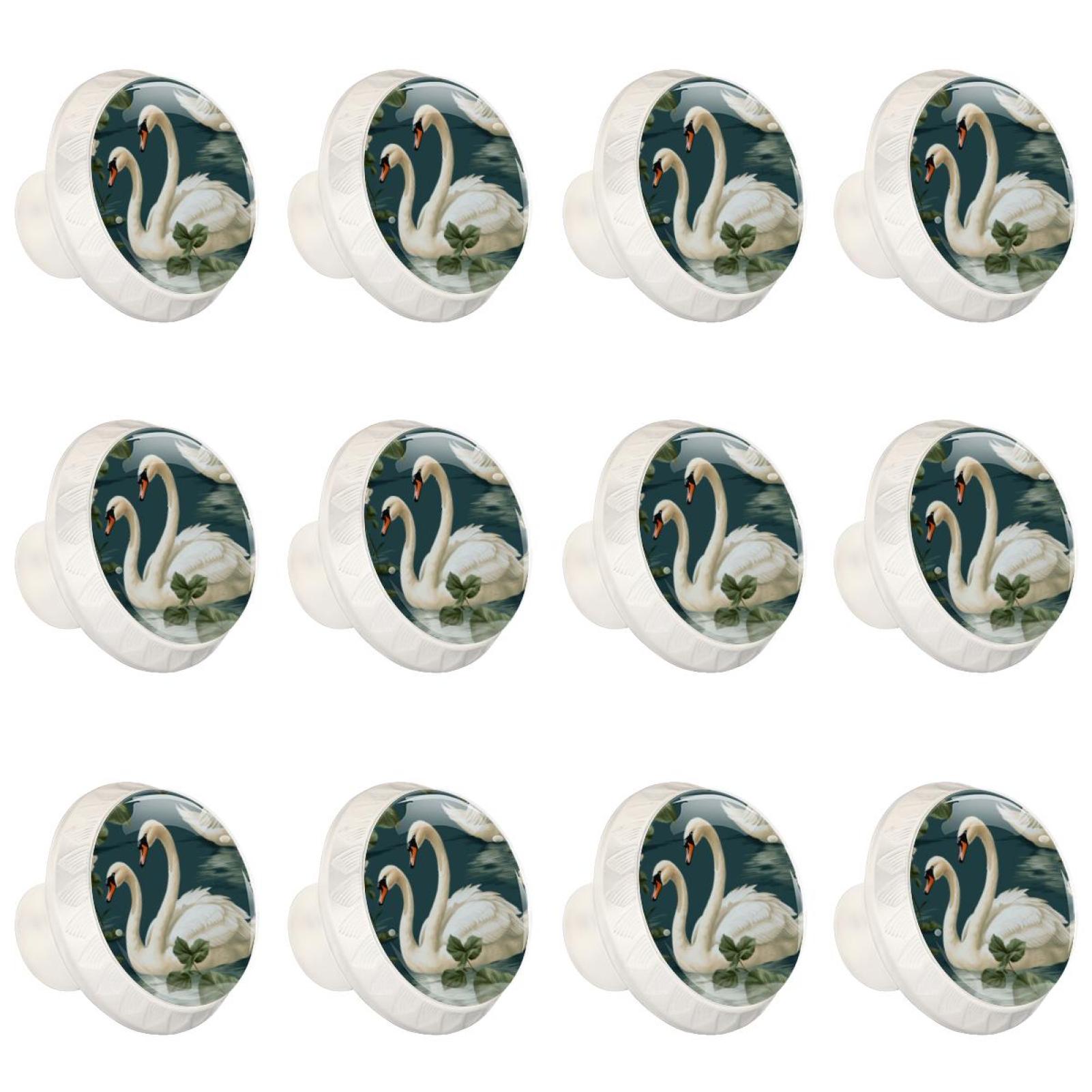Swan 12 Pcs White Round Drawer Pulls with Screws,ABS and Glass Cabinet ...