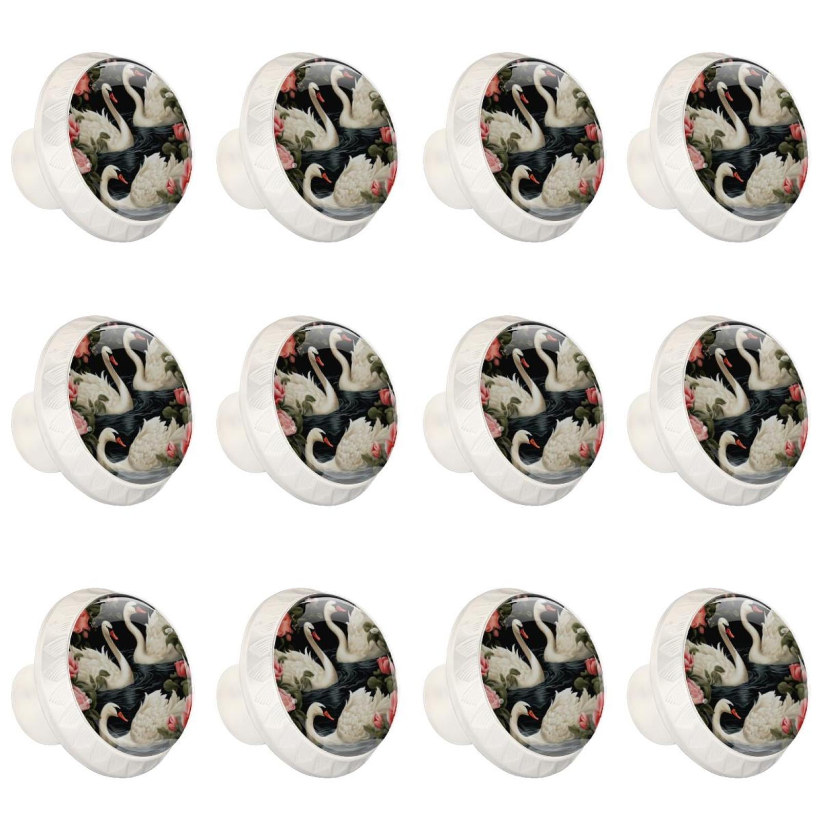Swan 12 Pcs White Round Drawer Pulls with Screws,ABS and Glass Cabinet ...