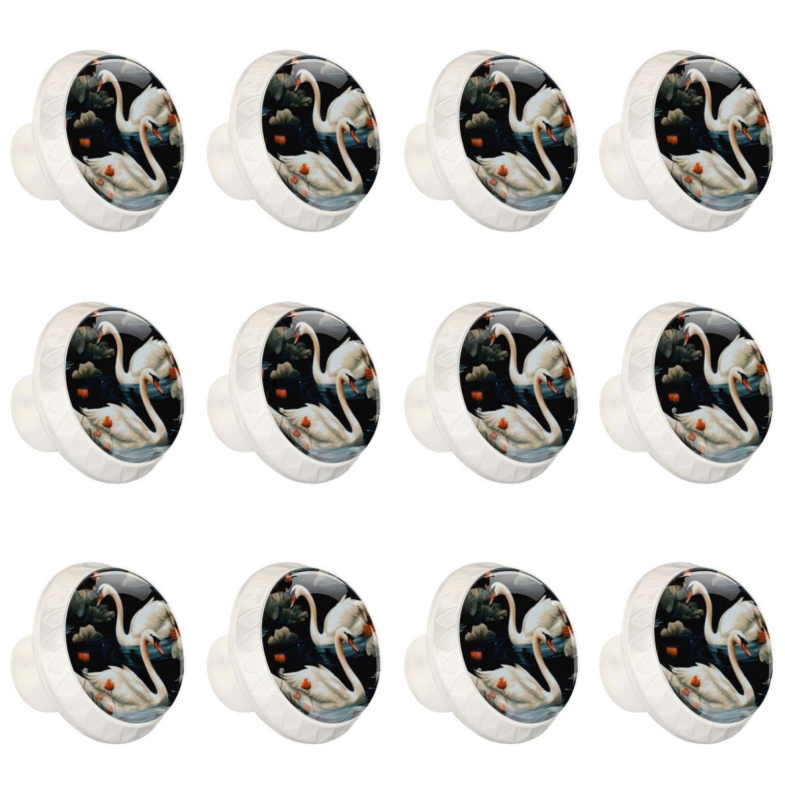 Swan 12 Pcs White Round Drawer Pulls with Screws,ABS and Glass Cabinet ...