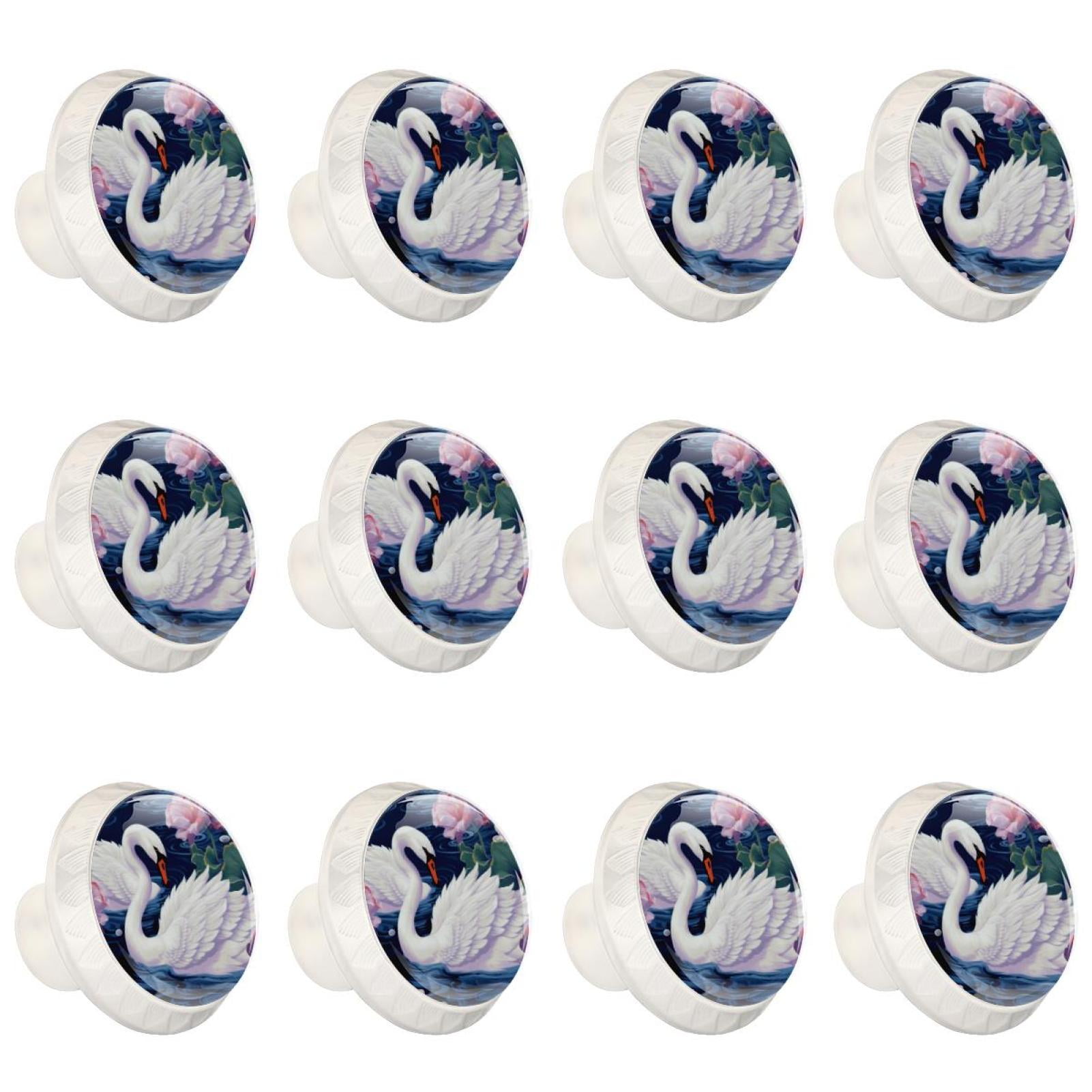 Swan 12 Pcs White Round Drawer Pulls with Screws,ABS and Glass Cabinet ...
