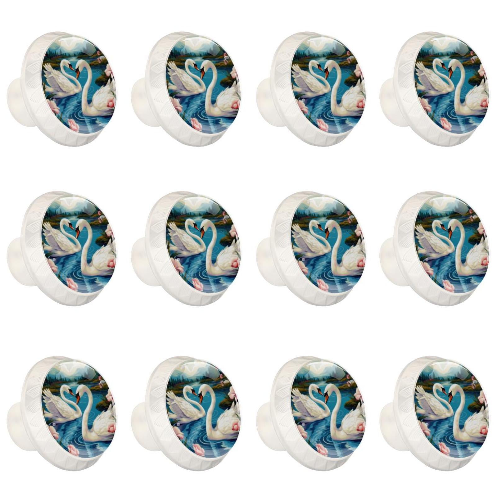 Swan 12 Pcs White Round Drawer Pulls with Screws,ABS and Glass Cabinet ...