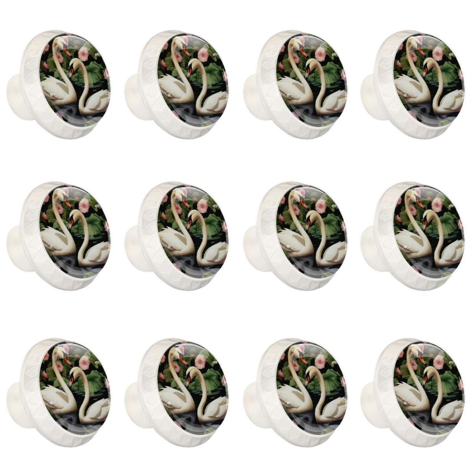 Swan 12 Pcs White Round Drawer Pulls with Screws,ABS and Glass Cabinet ...