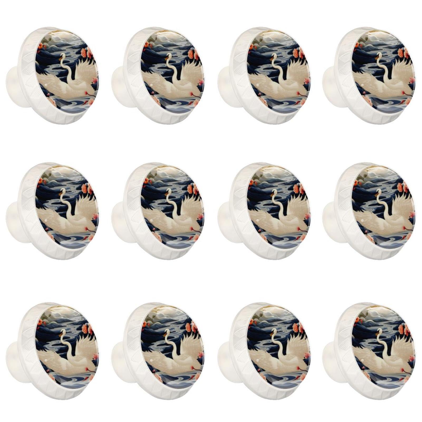 Swan 12 Pcs White Round Drawer Pulls with Screws,ABS and Glass Cabinet ...