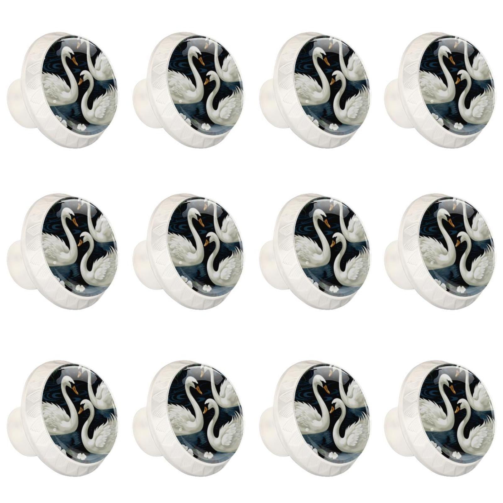 Swan 12 Pcs White Round Drawer Pulls with Screws,ABS and Glass Cabinet ...
