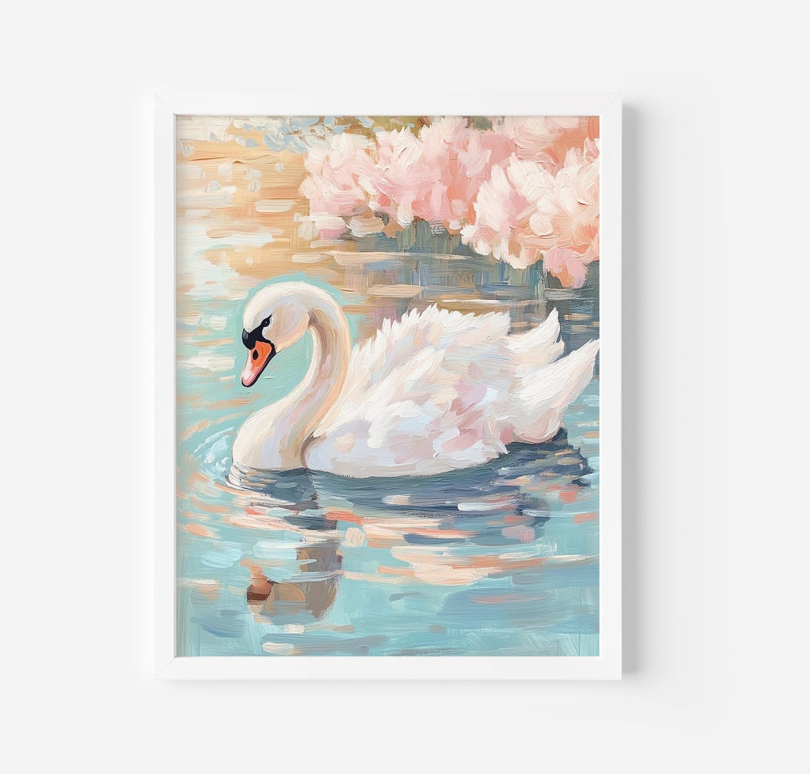 Swan Acrylic : Light Pastel Pink Nursery Decor , Pink floral lake ...