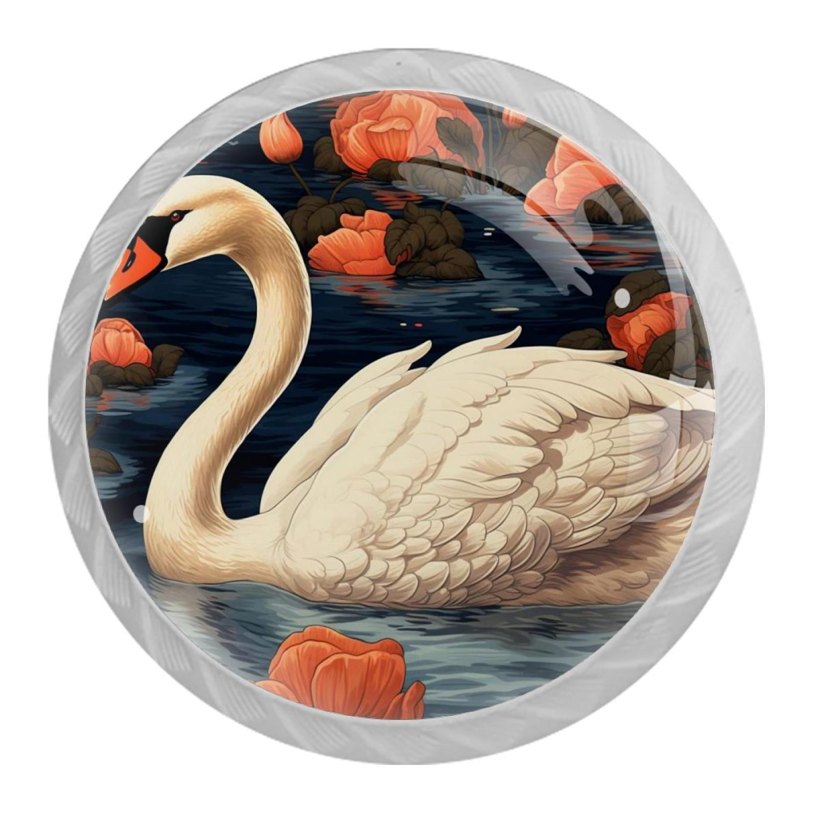 Swan Big Print Custom Drawer Knobs - Transparent Cabinet Knobs ABS ...