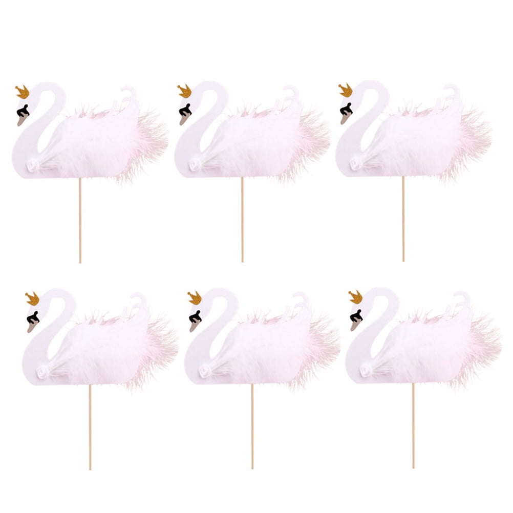 Swan Cake Topper, 6 Pcs Swan Cake Inserting Toppers Baking Adorns ...
