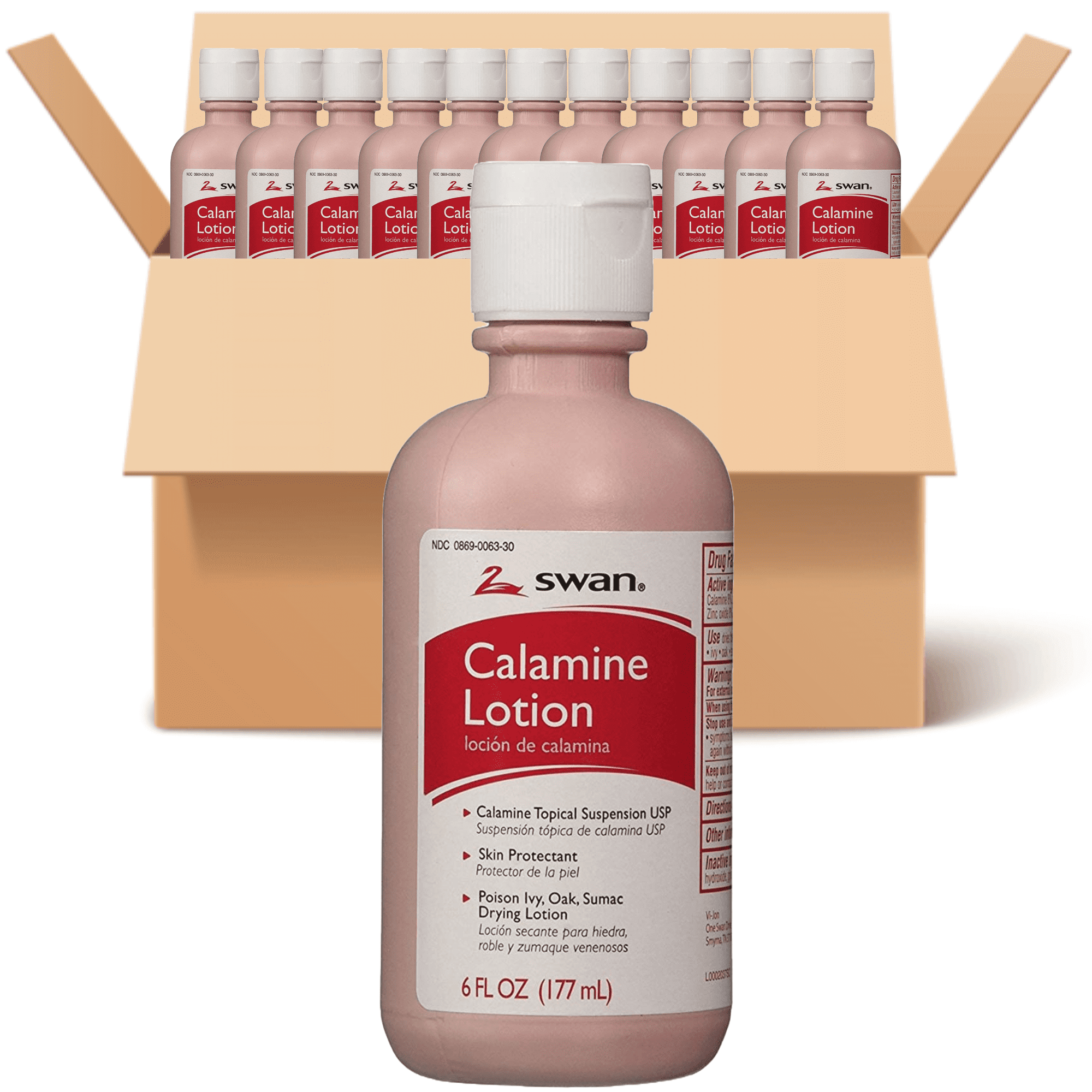 Swan Calamine Lotion Temporarily Relieves Itching 6 Oz,.(BOX Of 12 CASE ...
