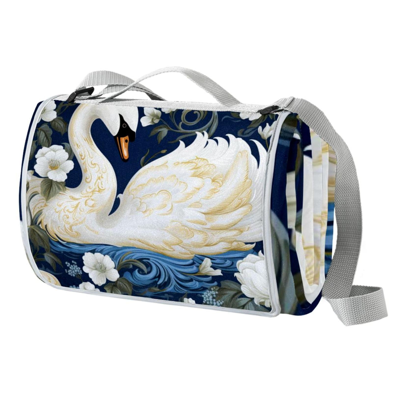 Swan Canvas Beach Blanket Picnic Mat - Oversized Outdoor Rug for Beach ...