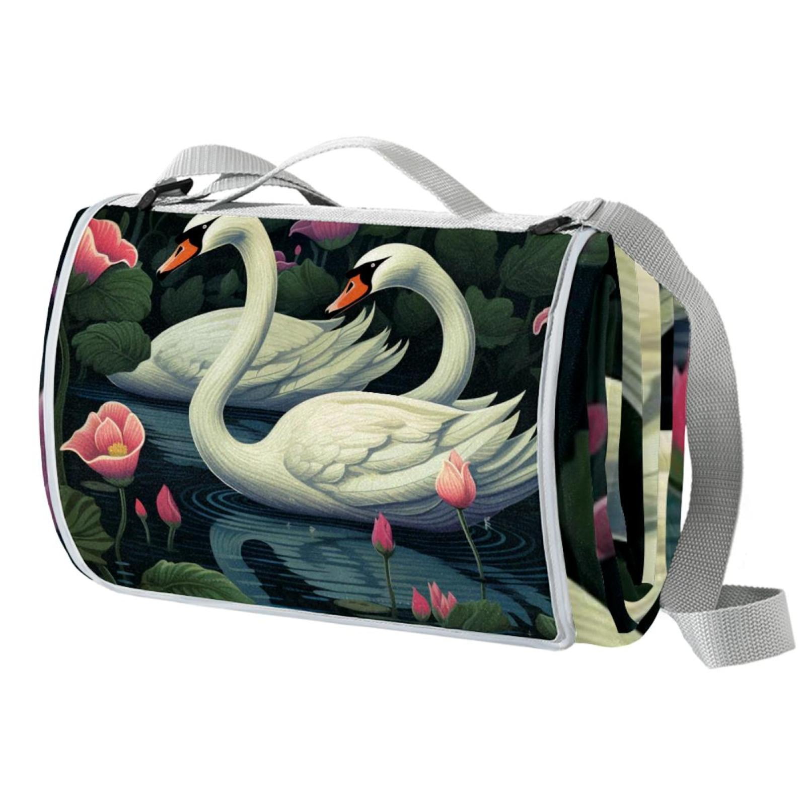 Swan Canvas Beach Blanket Picnic Mat - Oversized Waterproof Outdoor ...