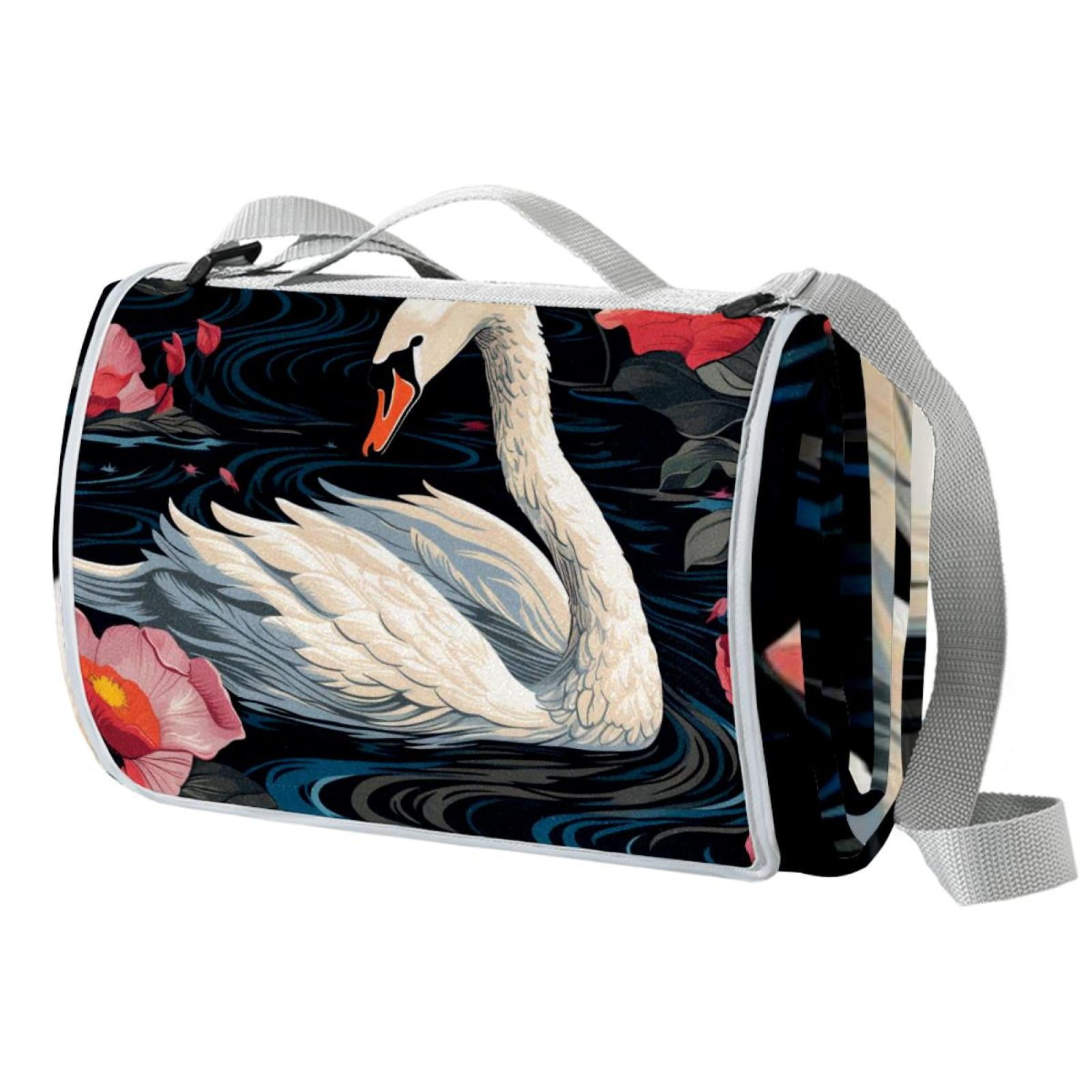 Swan Canvas Beach Blanket Picnic Mat for Outdoor Activities ...