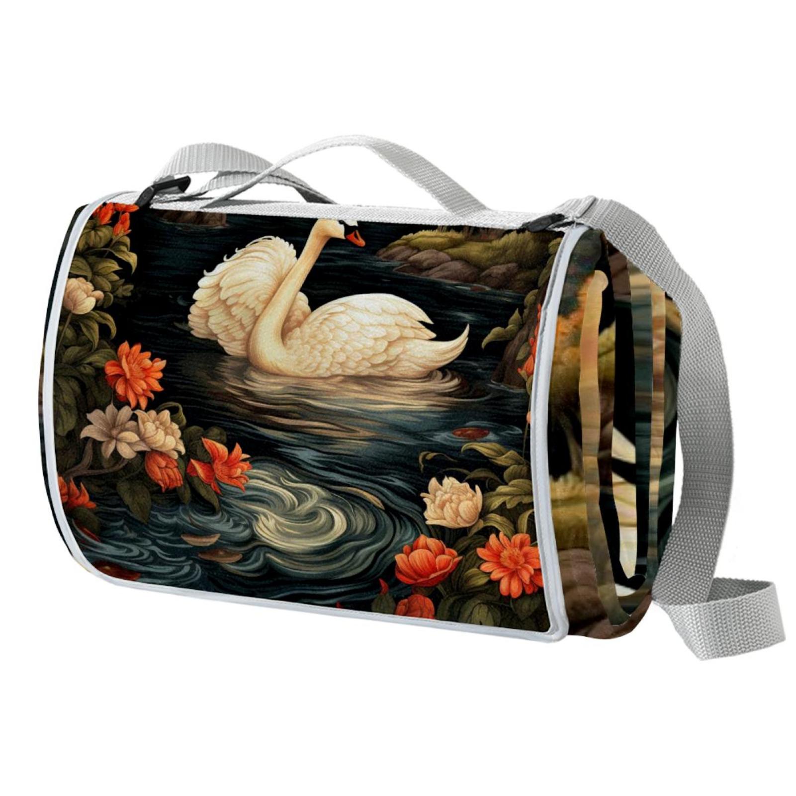 Swan Canvas Outdoor Picnic Mat - Large Size for Family Use - Durable ...