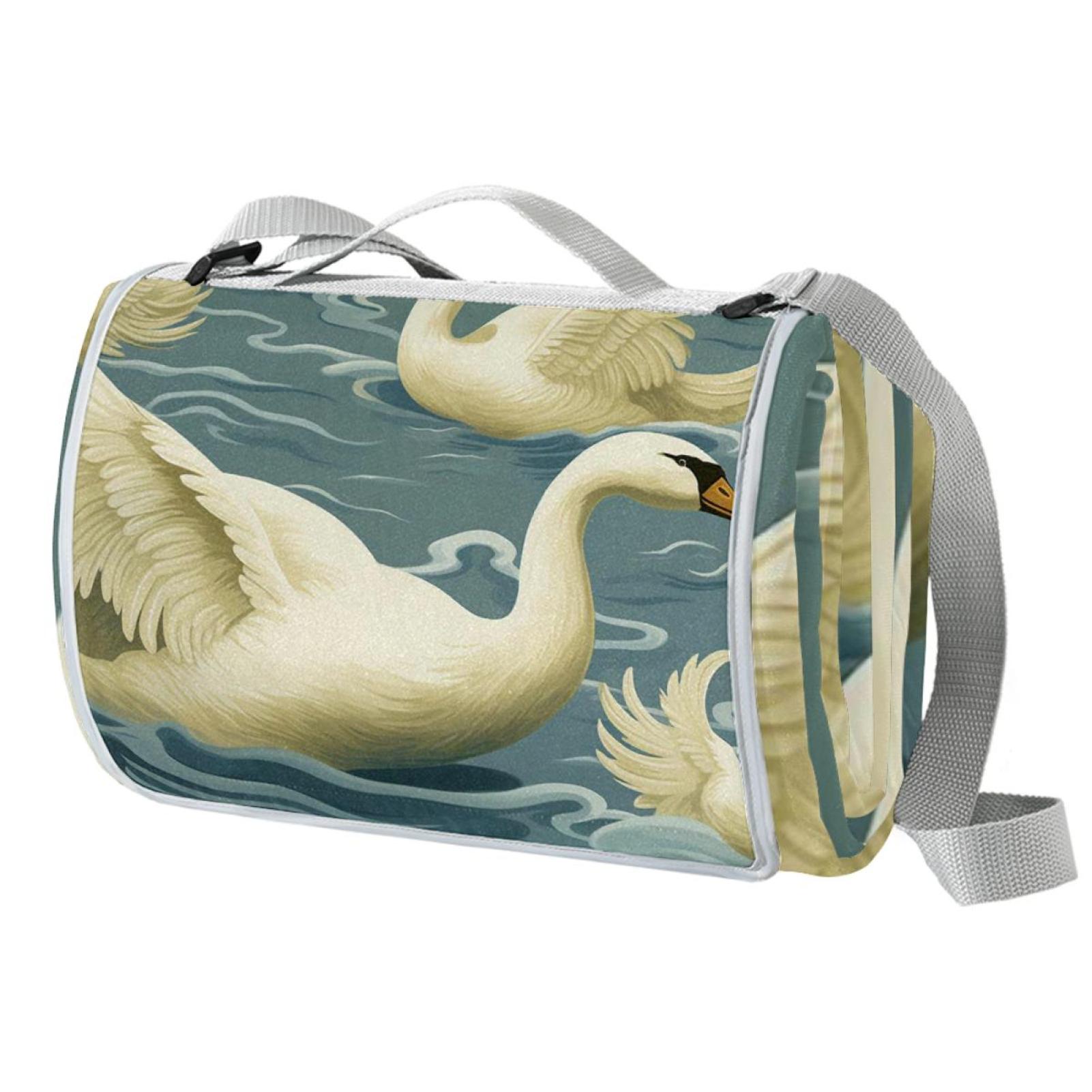 Swan Canvas Picnic Mat Waterproof Outdoor Camping Beach Blanket Large ...