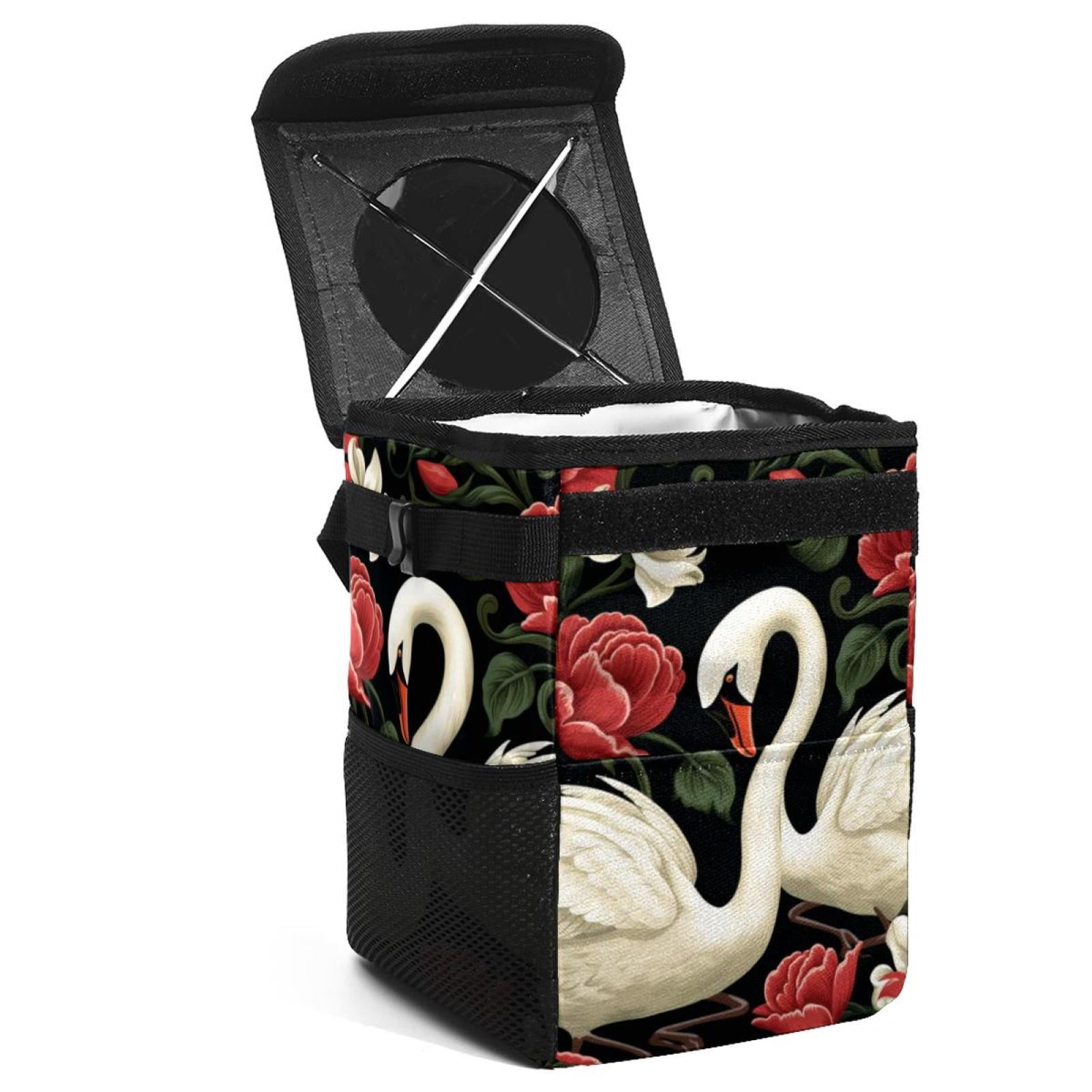 Swan Car Trash Bin: Foldable with Lid, Leak-Proof, Hanging Storage Bag ...