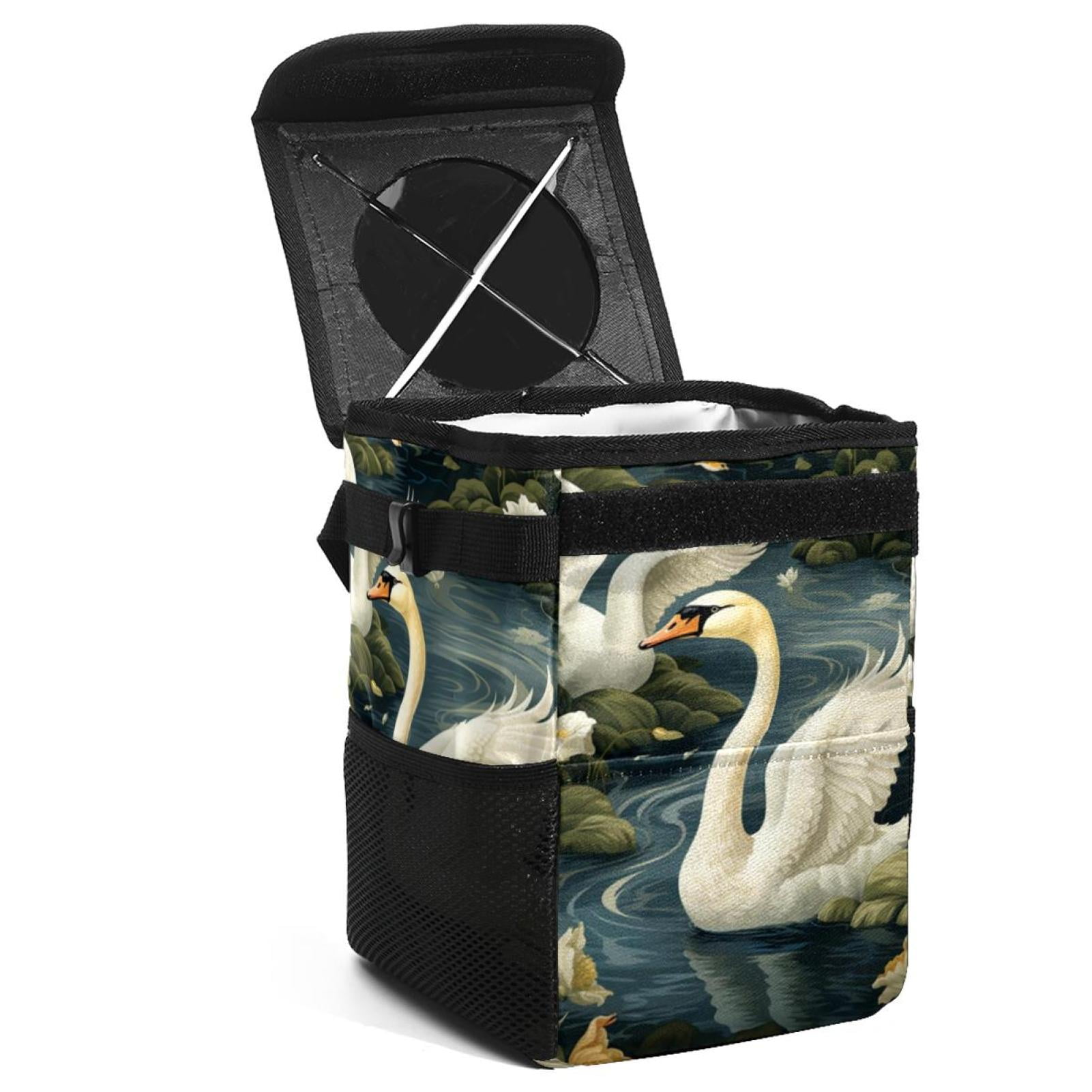 Swan Car Trash Can Mini Trash Can, Foldable with Lid, Leak-Proof ...