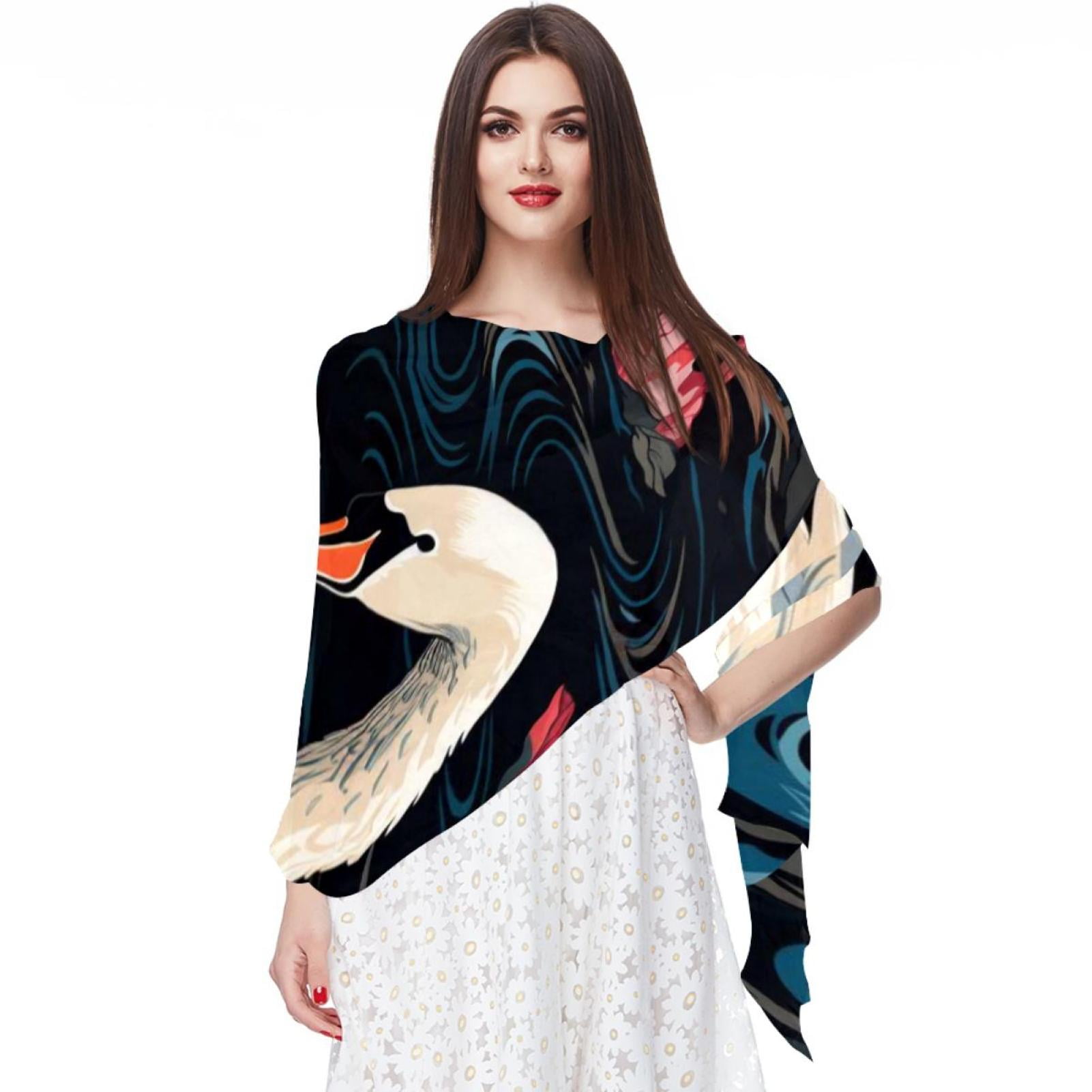 Swan Chiffon Hair Scarf for Women, Lightweight Breathable Silk Scarf ...