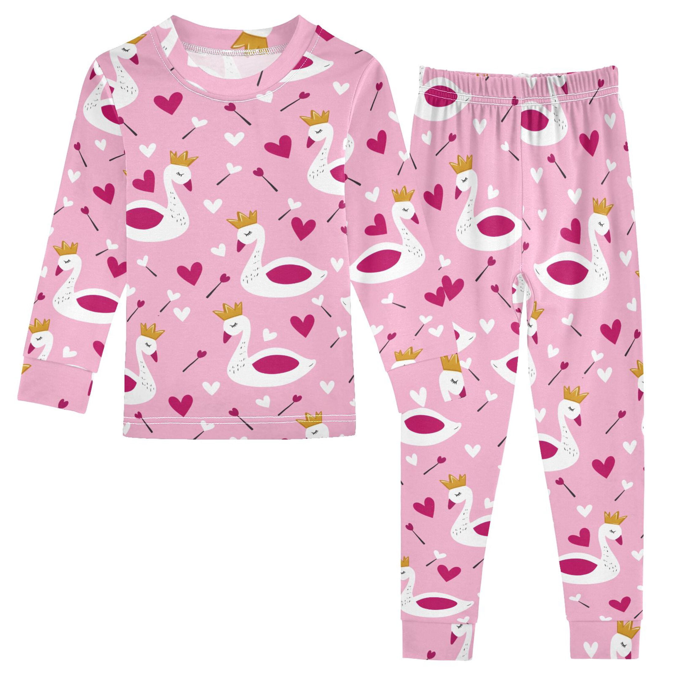Swan Crown Heart Cotton Pajamas 2 Piece Set Sleepwear Soft and ...