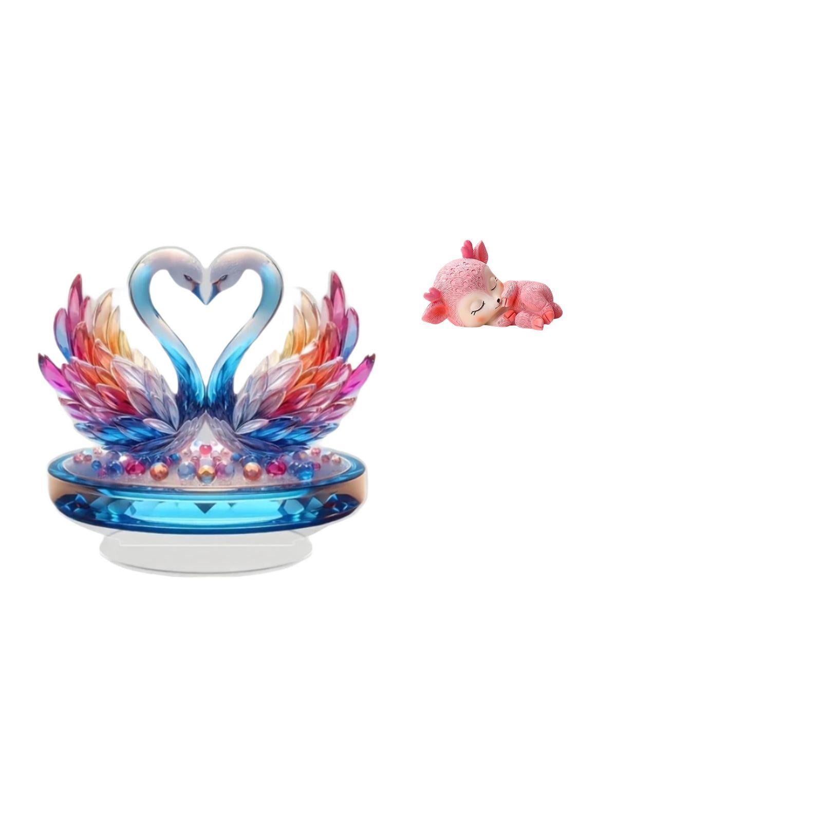 Swan Deer Goose Sculpture Hand Painted Acrylic Resin Flat Design Living ...