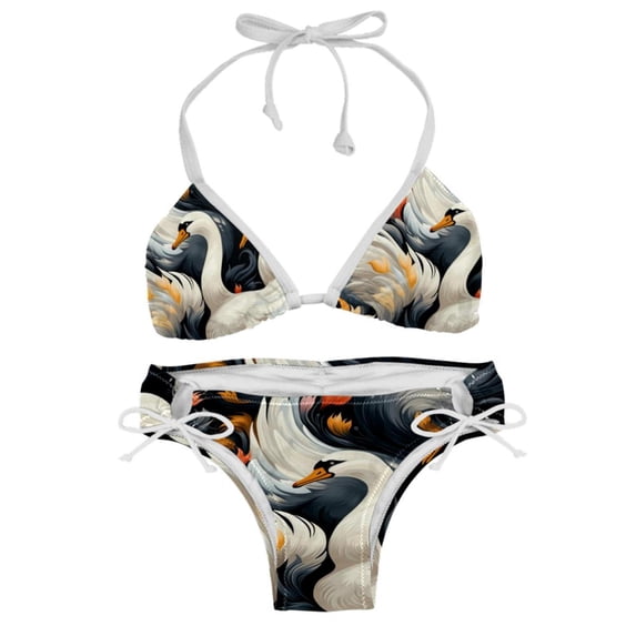 Swan Detachable Sponge Adjustable Strap Bikini Set Swim Wear 2-Pack ...