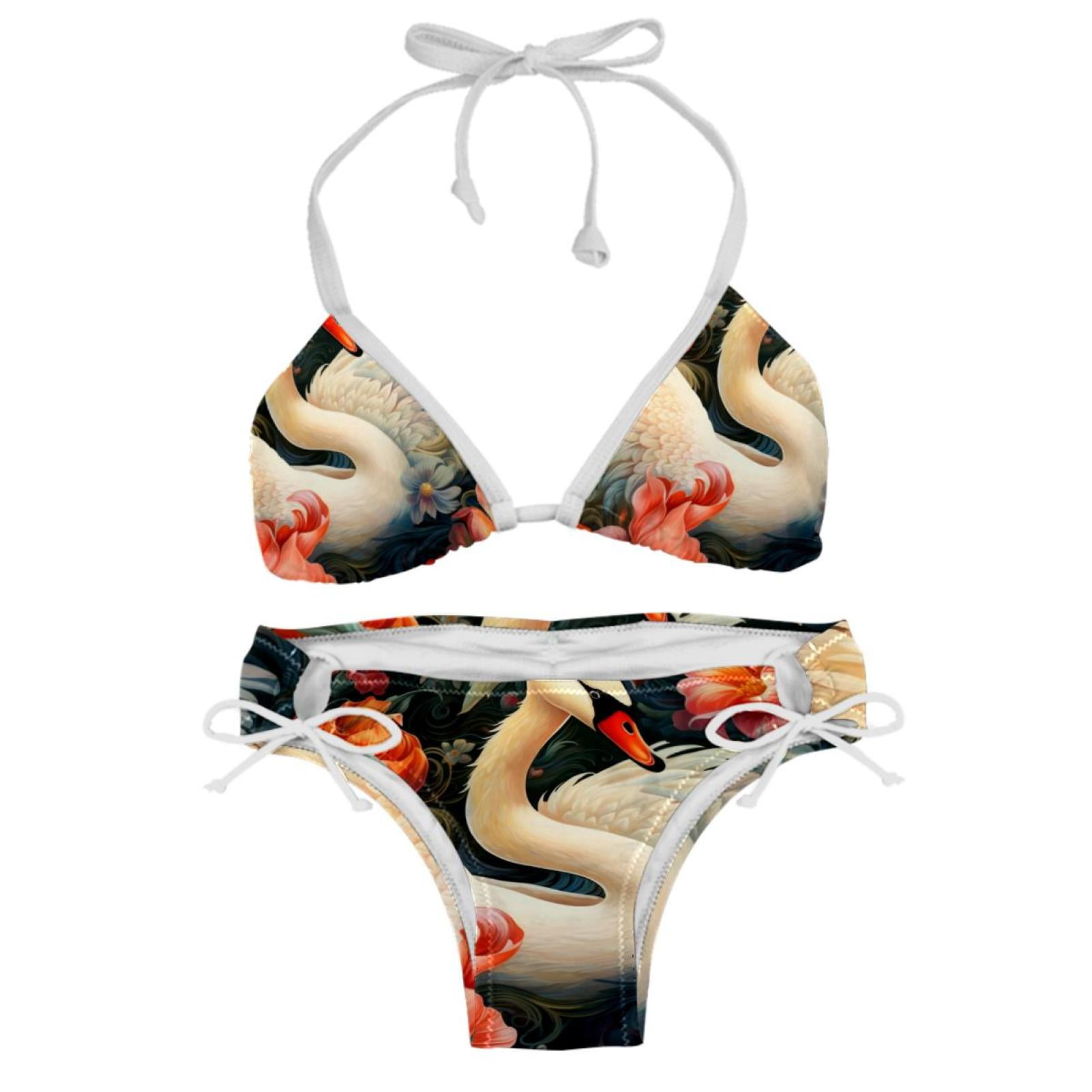 Swan Detachable Sponge Adjustable Strap Bikini Set Two-Pack Swimsuit ...
