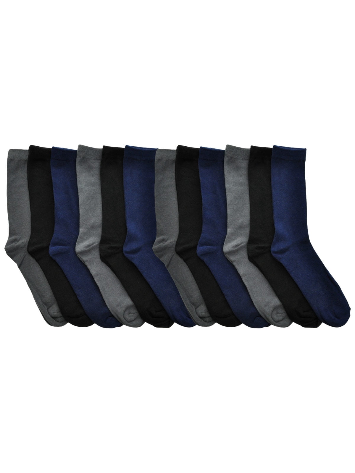 Swan 12-Pair Pack Mid-Calf Length Dress Socks with Self-Knit Stay-Up ...