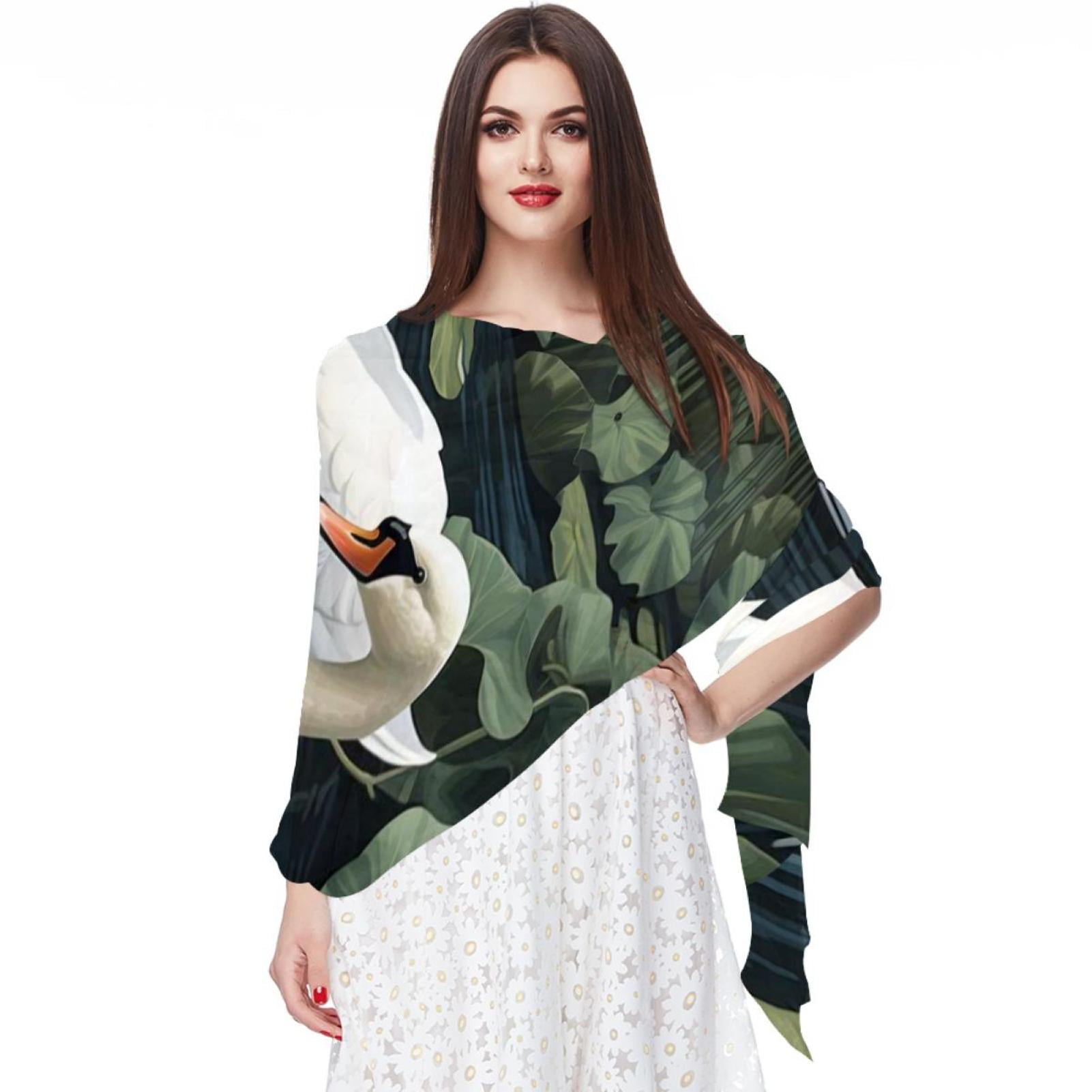 Swan Elegant Chiffon Yarn Silk Scarf for Women - Translucent and ...