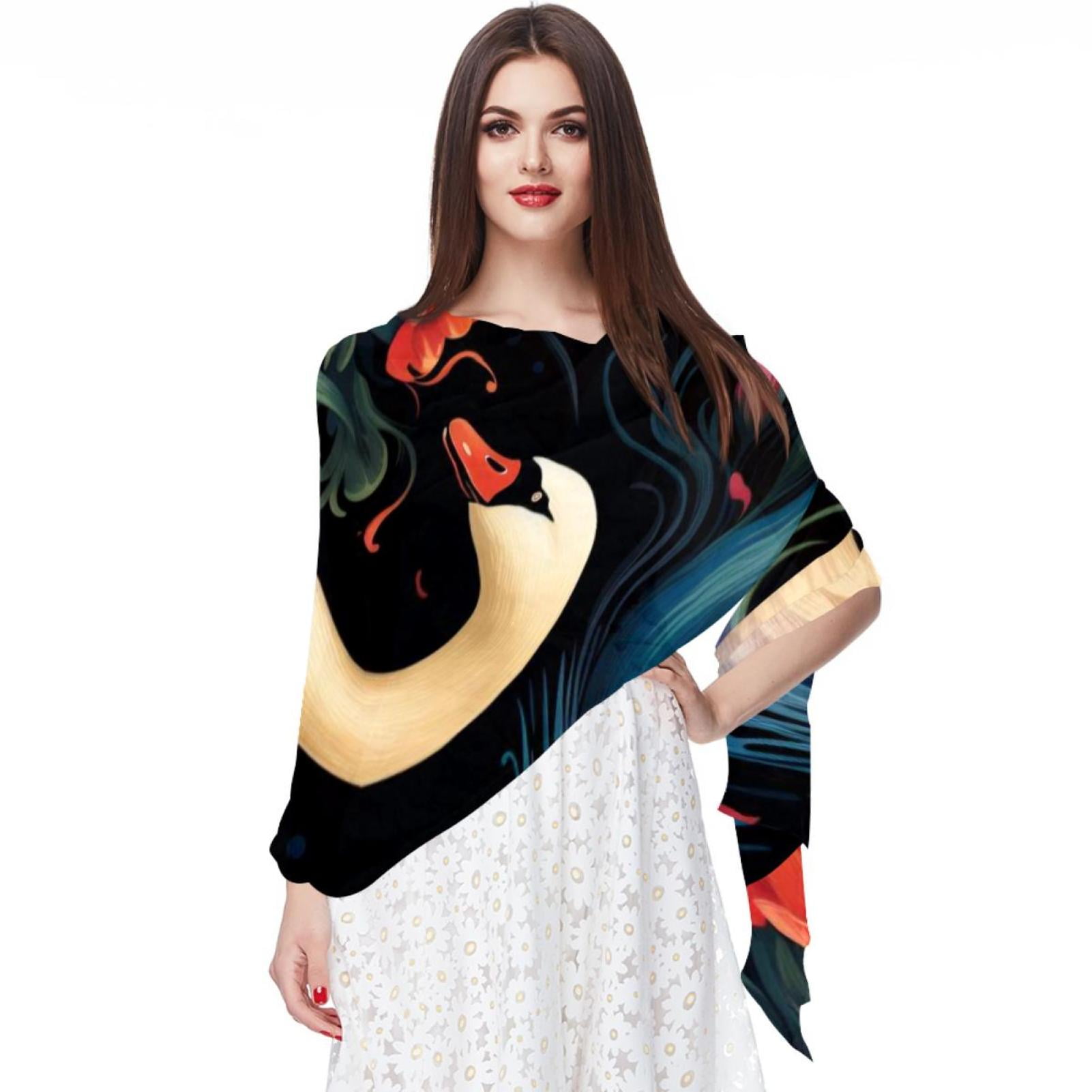 Swan Elegant Chiffon Yarn Silk Scarf for Women - Translucent and ...
