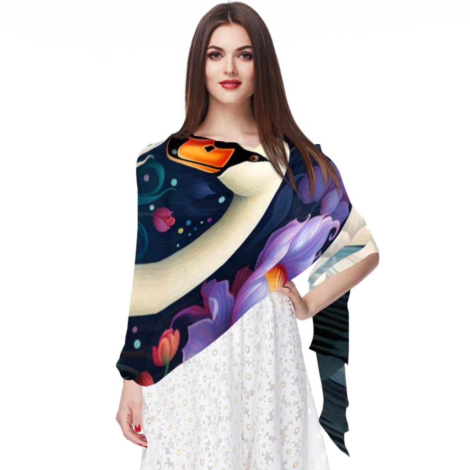 Swan Elegant Chiffon Yarn Silk Scarf for Women - Translucent and ...