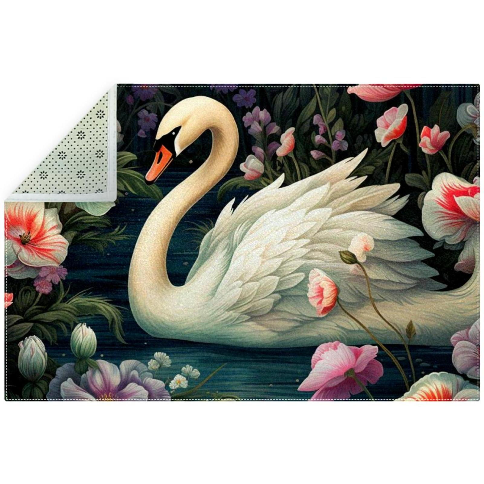 Swan Elegant Gray Polyester Area Rug with Right-Angle Design for Living ...